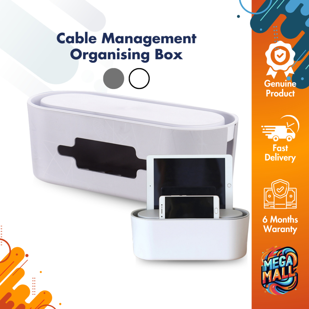Cable Management Box - Large Size Cord Organizer, Hider Box for Desk ...