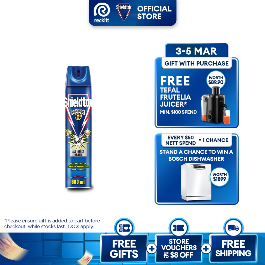 Shieldtox Odourless All Insect Killer PowerGard Spray 600ml | Shopee ...