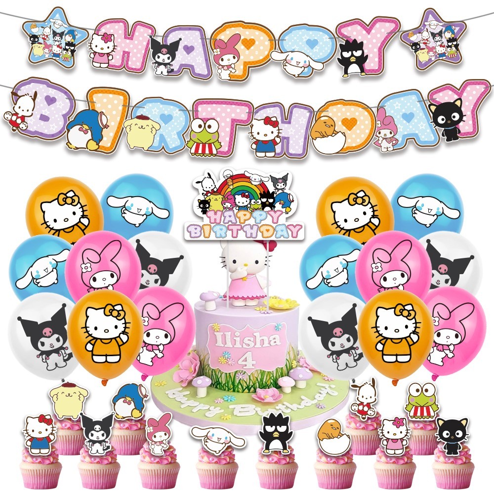 Sanrio Family Series (C): Happy Birthday Banner, Big Cake Topper ...