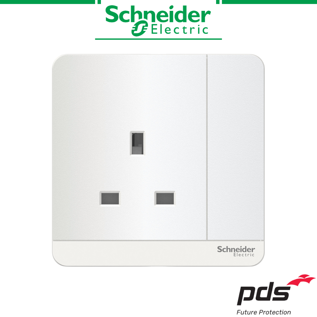 Schneider AvatarOn 13A 250V 1 Gang (Single) Switched Socket - White ...
