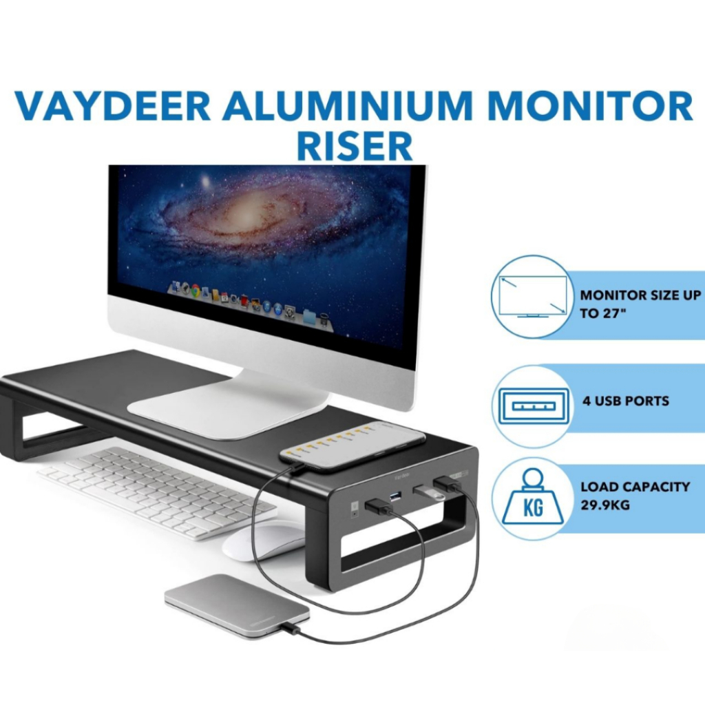 [VAYDEER] Aluminum Monitor Riser Stand for Home & Office Ergonomic ...