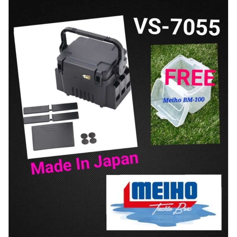 Meiho Versus VS-7055 Free BM-100 Fishing Tackle box (Black) Made it Japan | Shopee Singapore