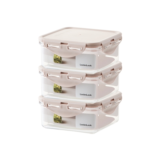 LocknLock 3PCS Square 600ml Bisfree Stackable Food Storage Container ...