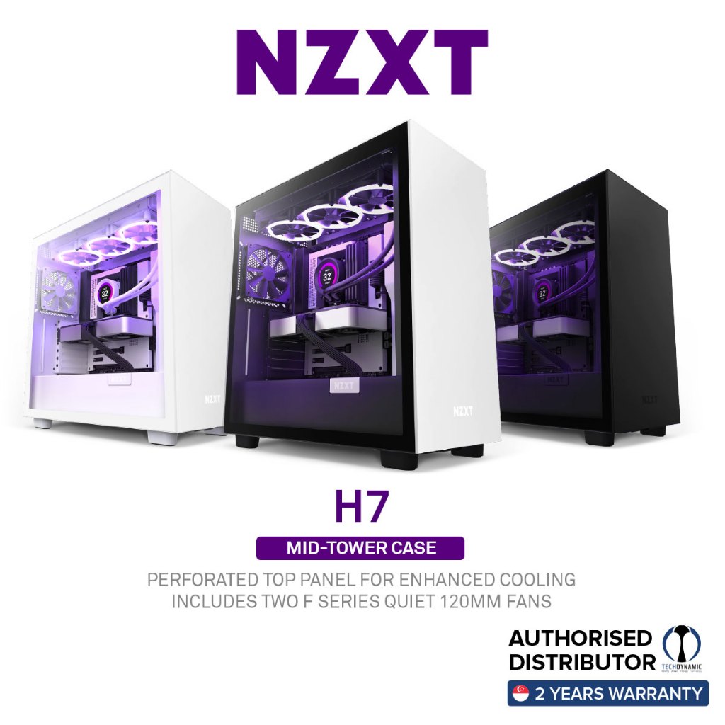 NZXT H7 Series : H7, Flow, Elite RGB Minimalist Gaming PC Case in 3 ...