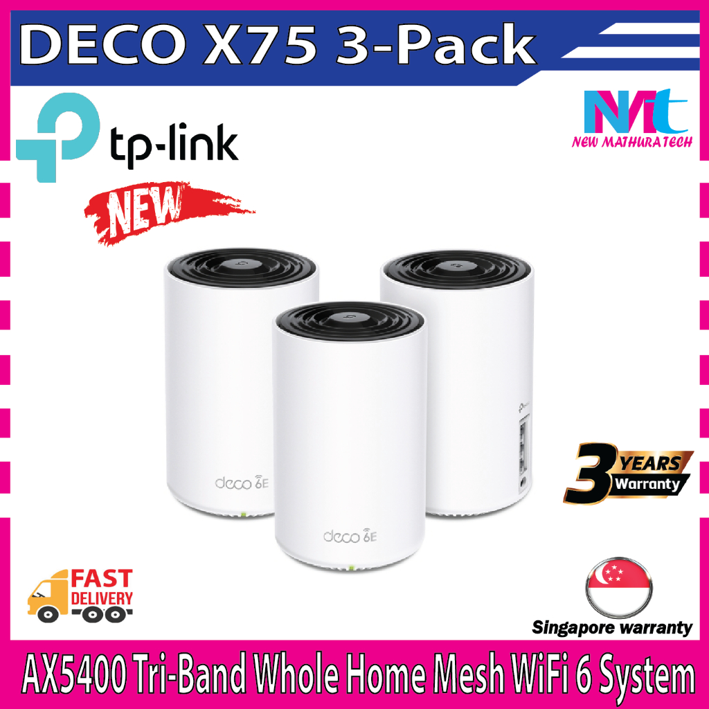 TP-LINK DECO X75 3-Pack AX5400 Tri-Band Whole Home Mesh WiFi 6 System ...