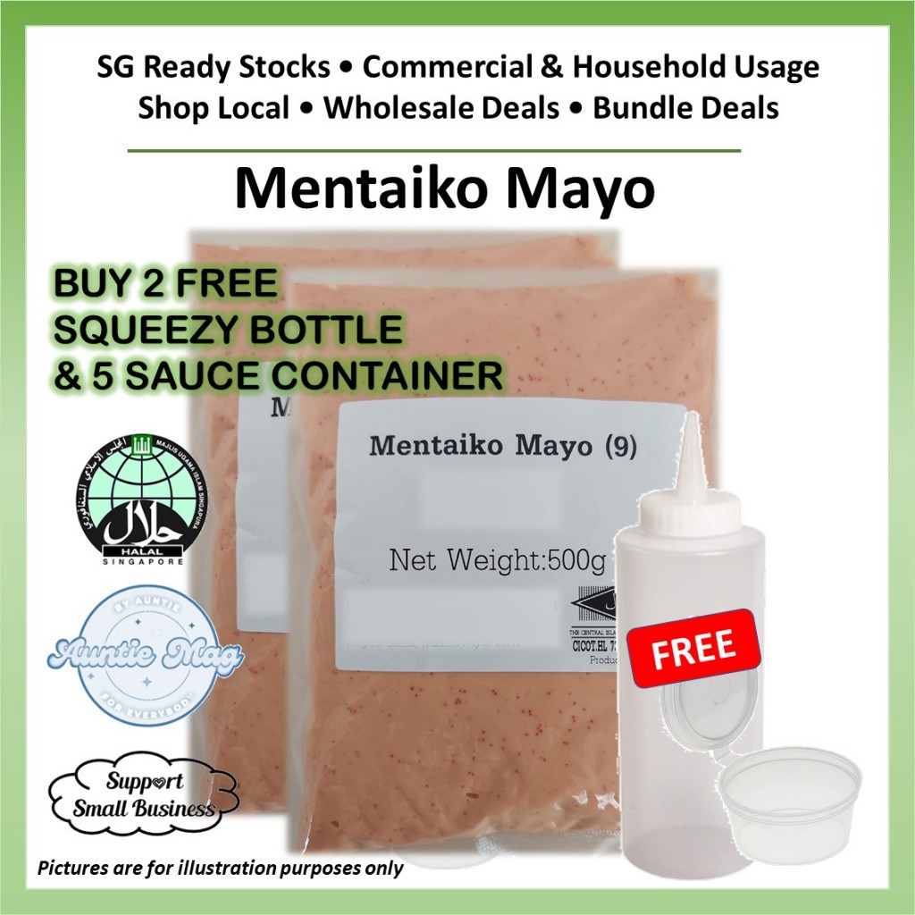 [SG HALAL] Mentaiko Mayo Sauce 2 Pack FOC Bottle & Sauce Container ...