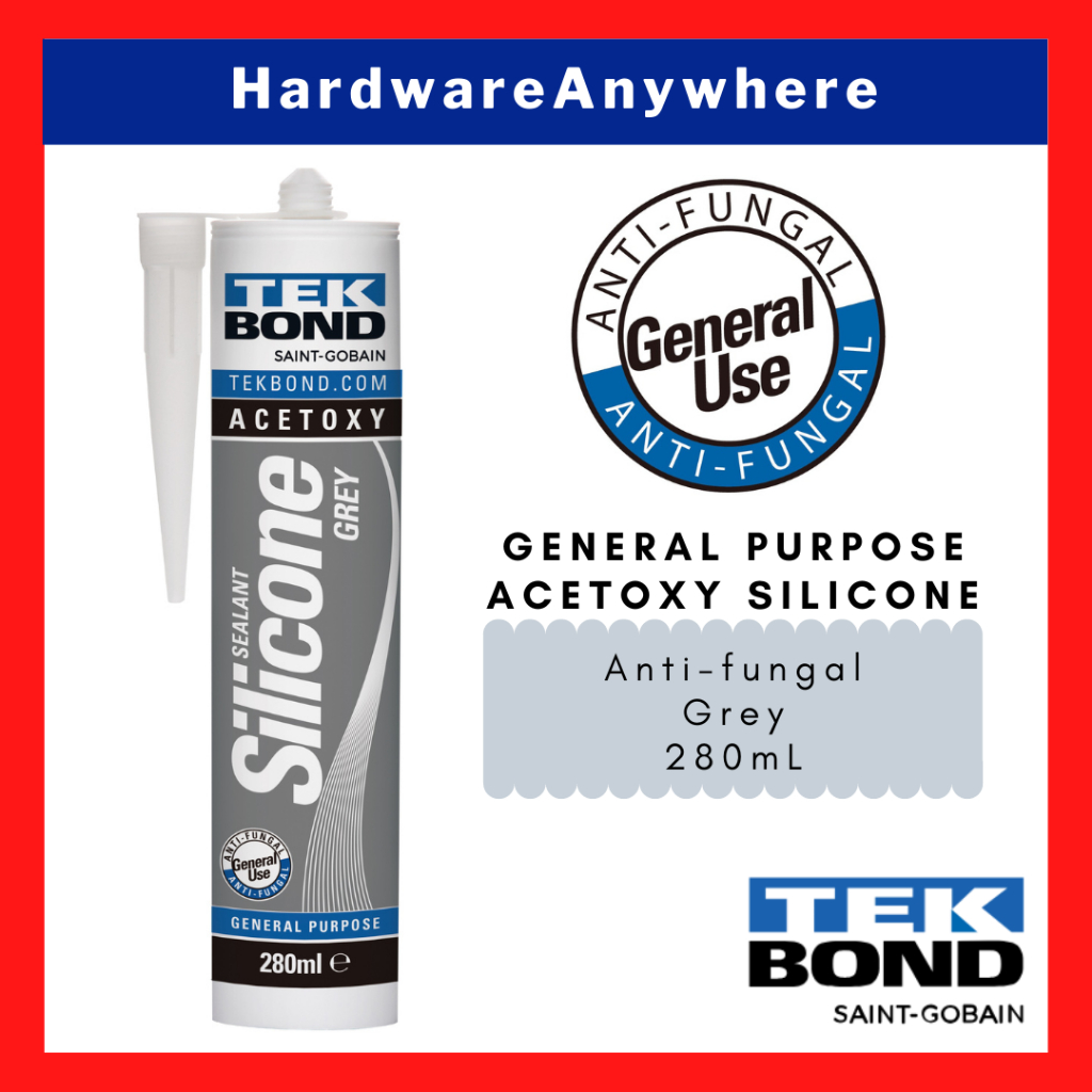 TEKBOND Acetoxy Silicone Sealant 280ml, For General Purpose, Anti Fungal, Mold Resistant (Black ...