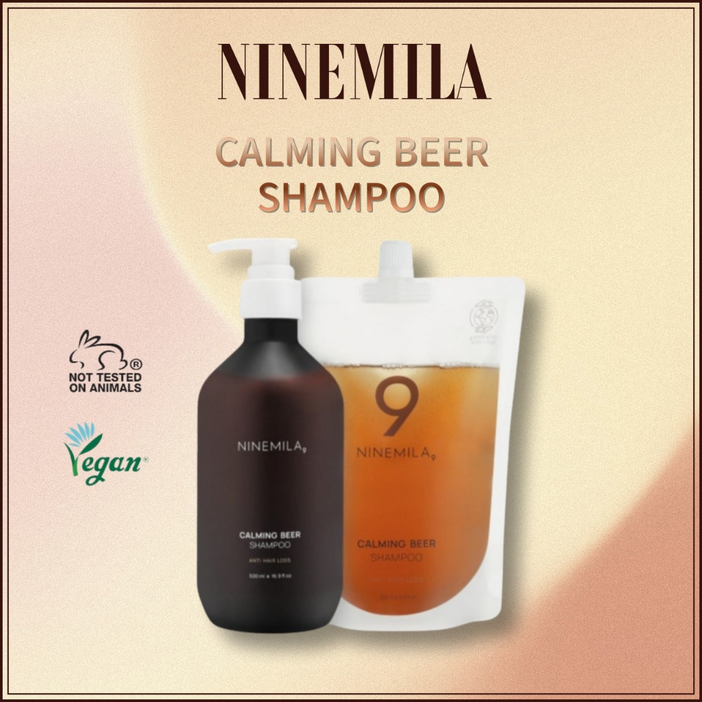 [Ninemila] Calming Beer Shampoo 500ml+Refill 500ml (Anti Hair Loss ...