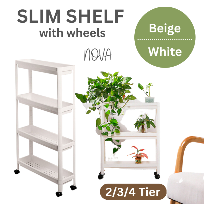 SG Local Nova Minimalist Slim Shelf with wheels for Bathroom/kitchen ...