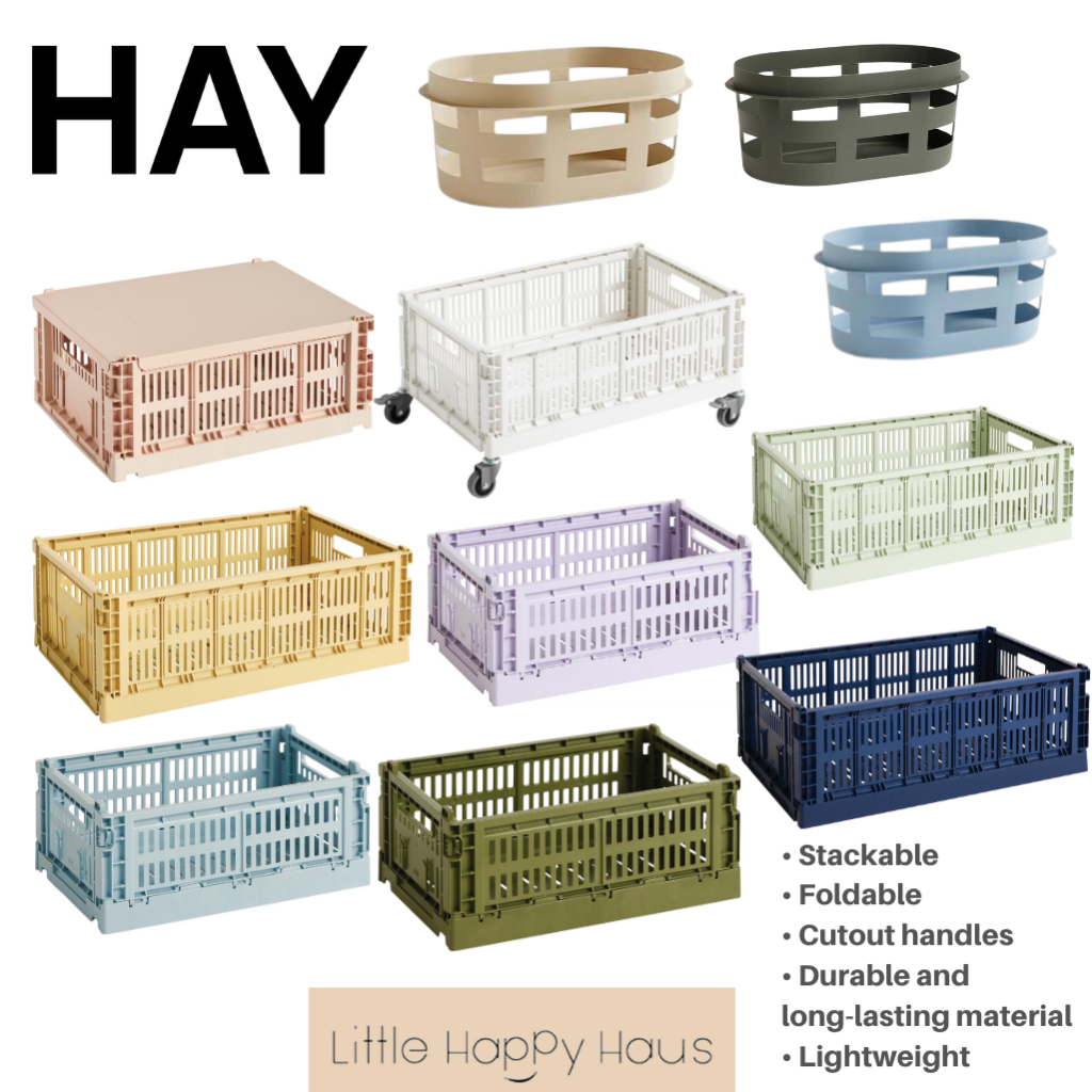 Hay Crates and Laundry baskets home organisers neat foldable stackable ...