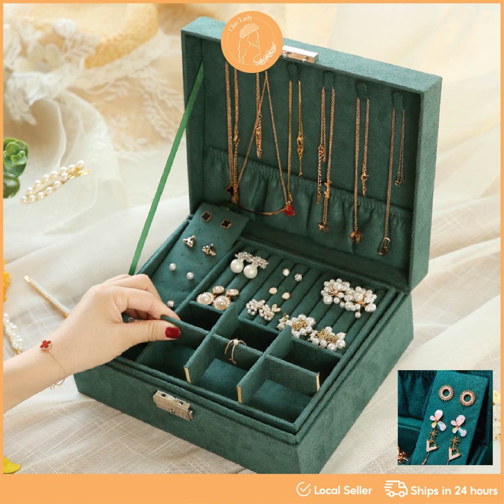 Jewellery Ring Box Necklace Storage Box Jewelry Organiser with Lock ...