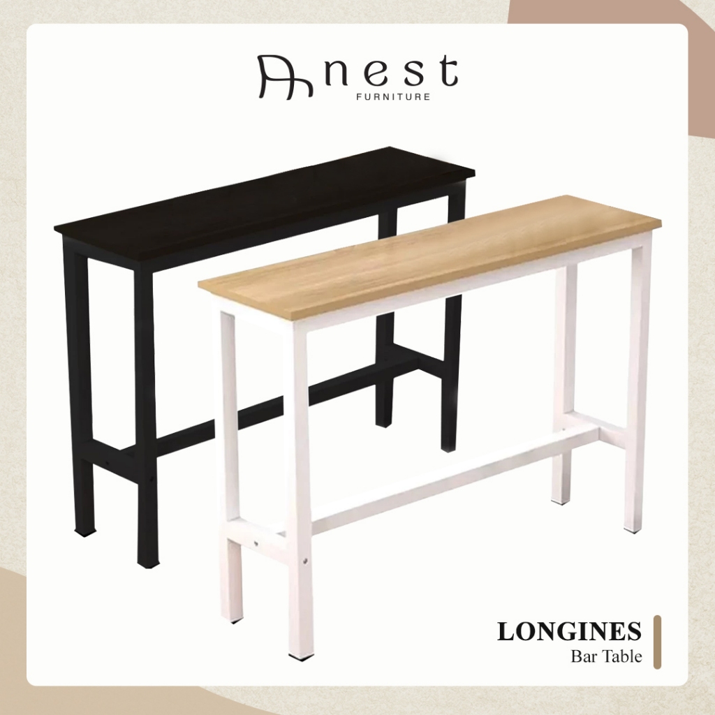 (NEST) Longines Dining Table w Leg Rest (120CM) - Bar Counter Table ...