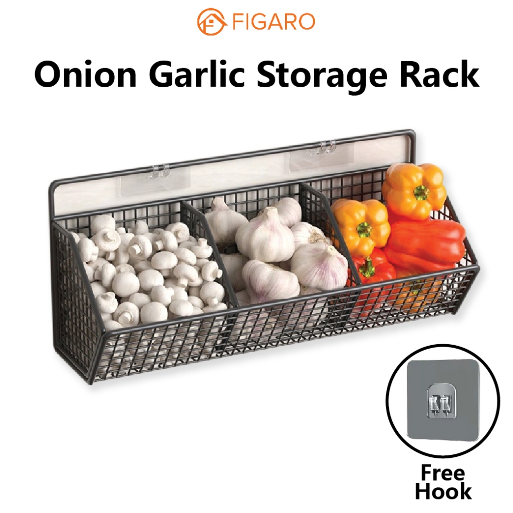 FIGARO Hanging Basket Onion Storage Rack Garlic Basket Onion Rack ...