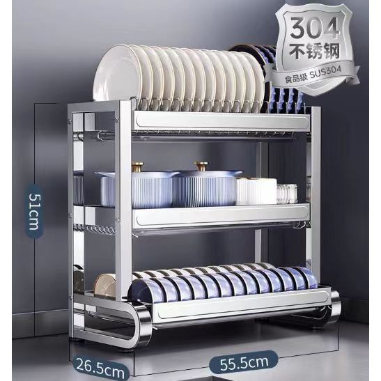 Kitchen Dish Rack Bowl Drainer Stainless Steel 304 Shelf Storage 2/3 ...