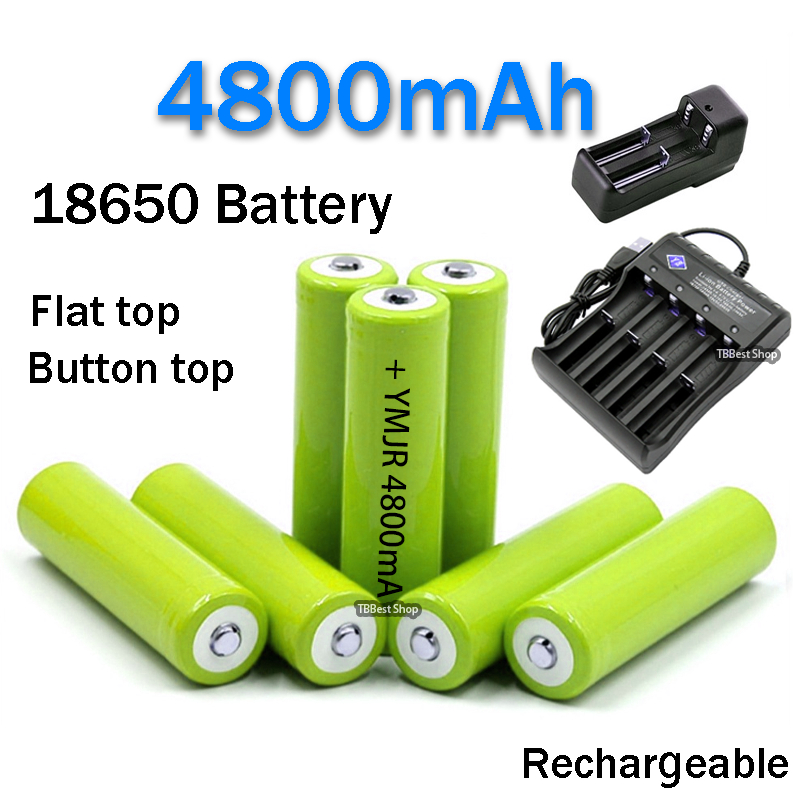 👍4800mAh 18650 battery Flashlight Lithium Li-ion 18650 Rechargeable ...