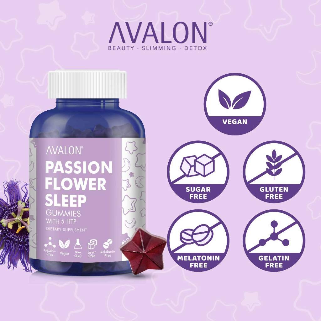 AVALON Passion Flower Sleep Gummies 60s | With Gaba | Melatonin Free ...