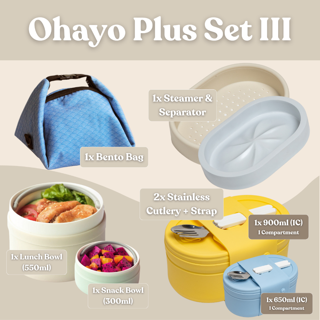 SWANZ Ohayo Bento Plus Set III - Ceramic Meal Prep Lunch Box Food ...