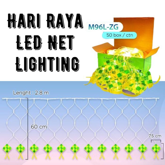 [SG Stock] Hari Raya LED Net Lighting Star Crescent Moon Ketupat Light ...