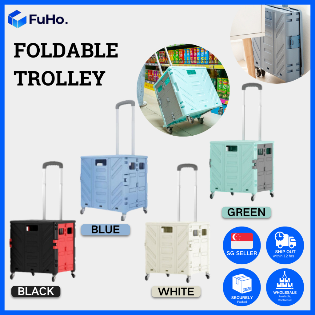 🇸🇬READY STOCK🇸🇬 Fuho Foldable Trolley Collapsible Trolley Wheels Basket ...