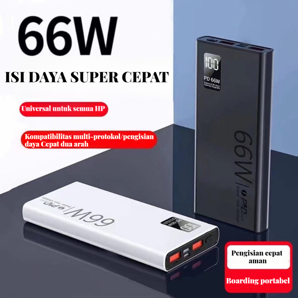 【true capacity】power bank 66w 20000mah 5A PD66W two-way super fast charging power bank | Shopee ...
