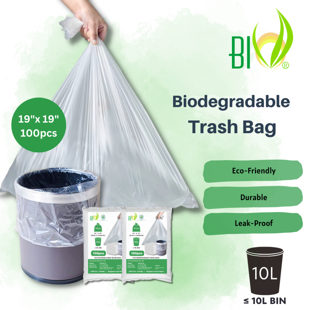 BIO Biodegradable Trash Bags - White 6L/10L | Shopee Singapore