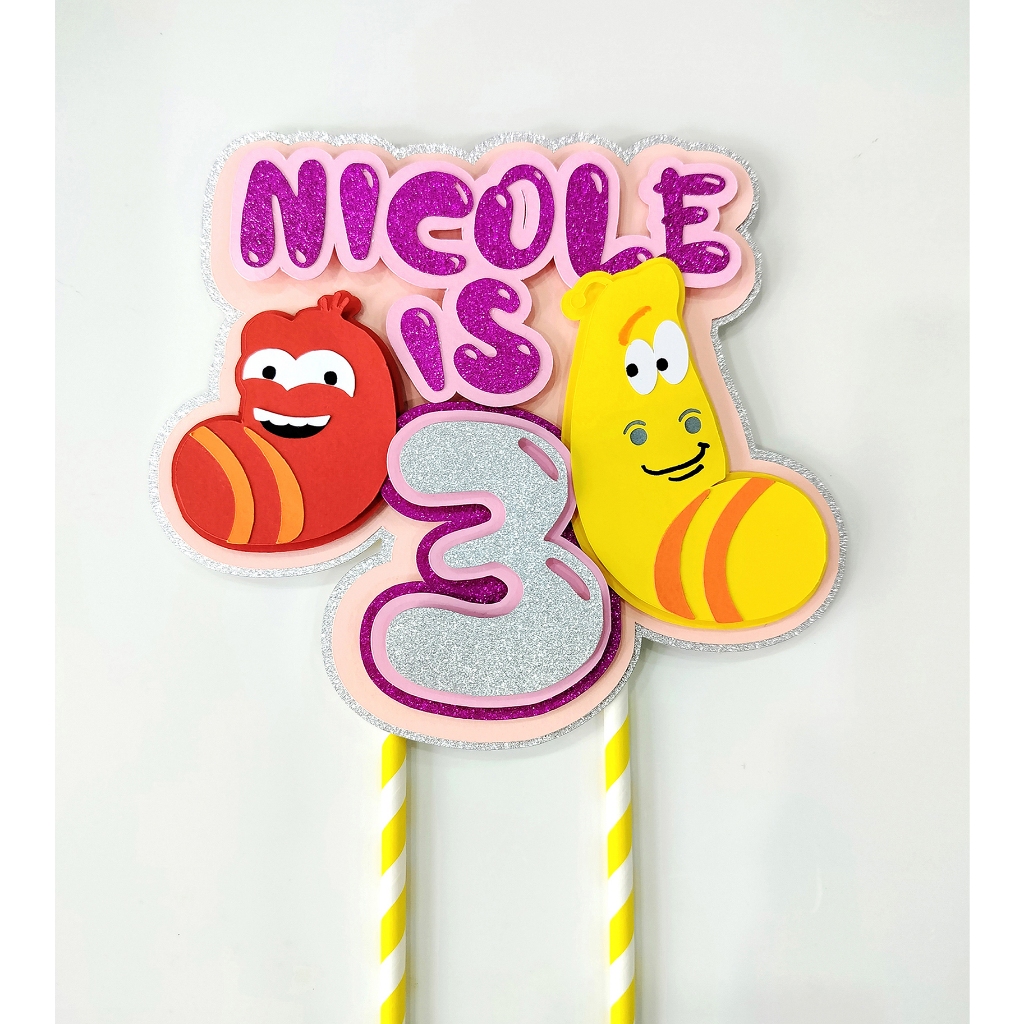 SG Seller-Larva Cartoon Party Decoration. Custom Name/Age Larva Glitter ...