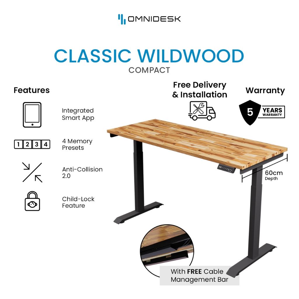 Omnidesk Classic Compact Wildwood (60cm Width) - The Compact Standing ...