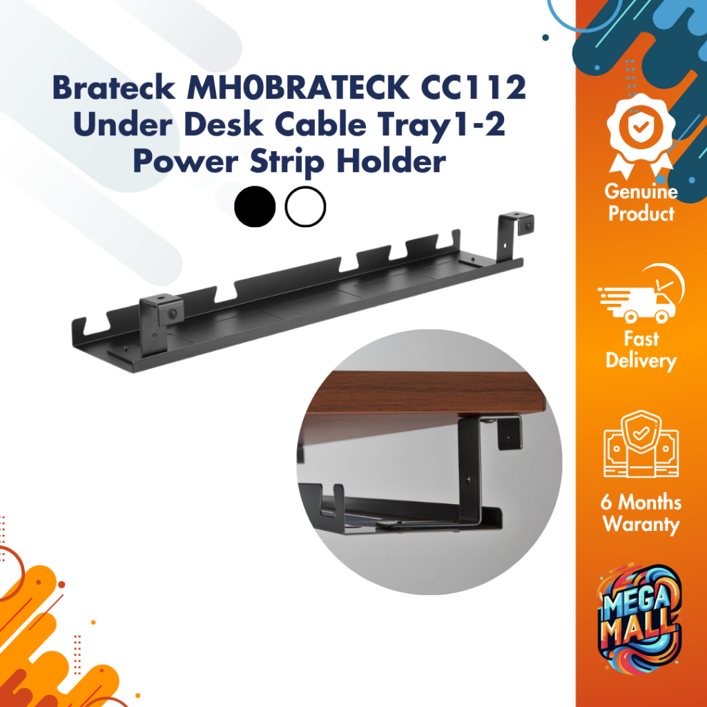 BRATECK CC112 Cable Tray Under Desk Clean and Tidy Efficient Cable ...