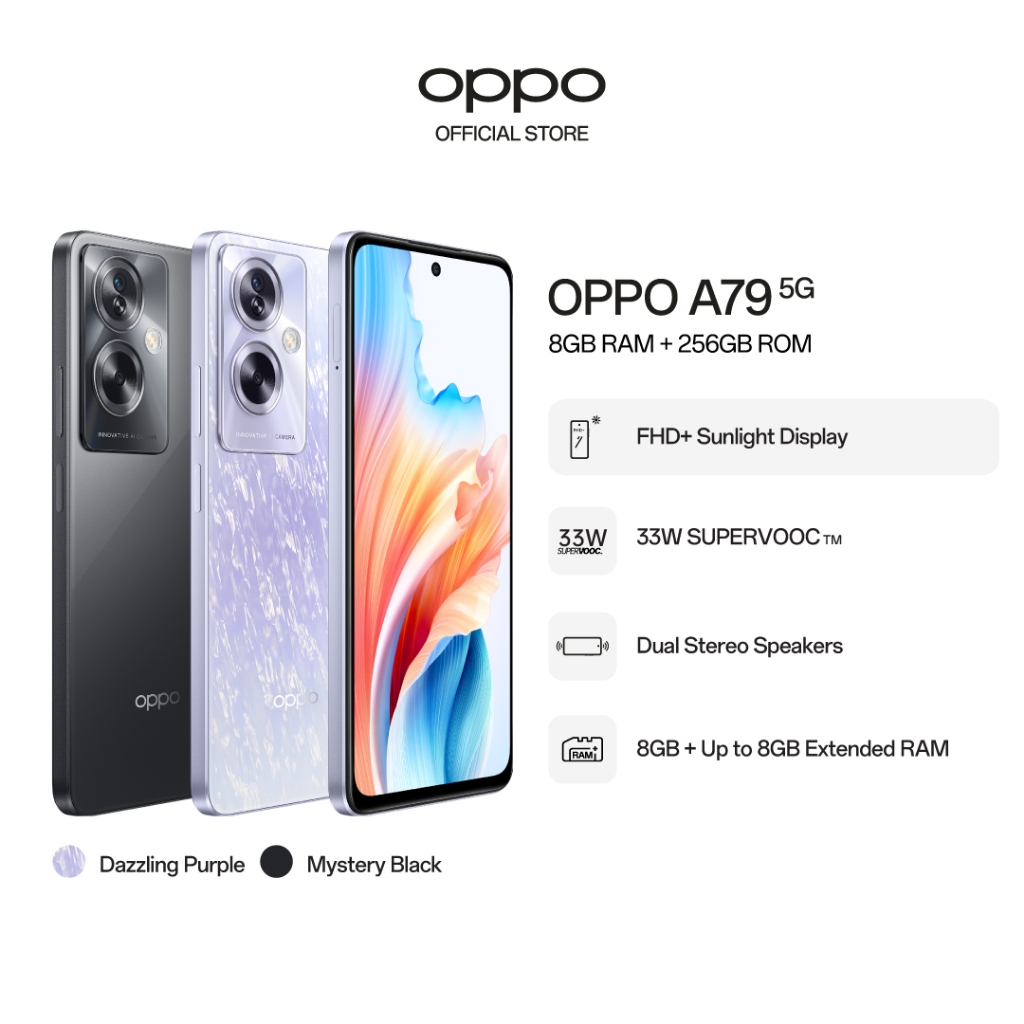 OPPO A79 5G / 8GB + 256GB / Glowing Feather Design / FHD+ Sunlight ...
