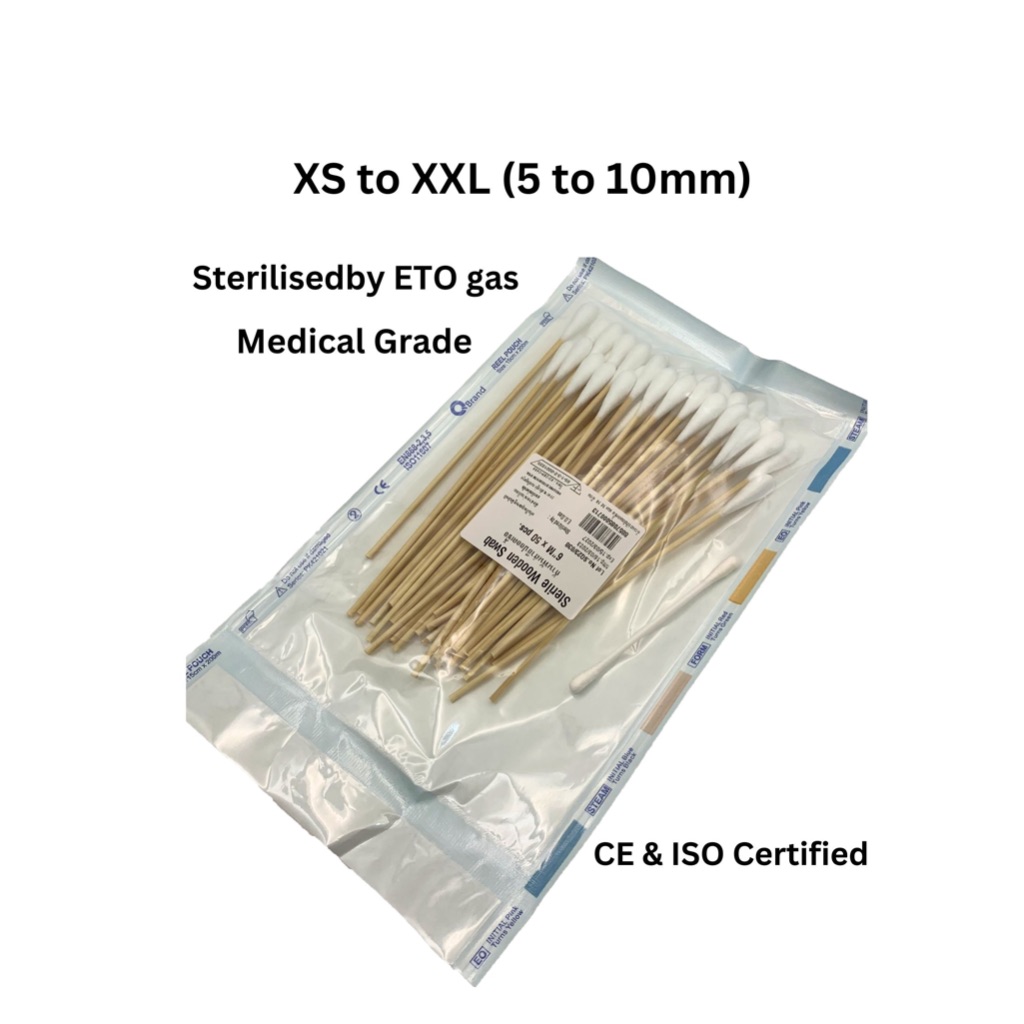 (SG) 100 VET PET COTTON SWAB/BUD MEDICAL Sterile 6" 15cm cats, dogs ...
