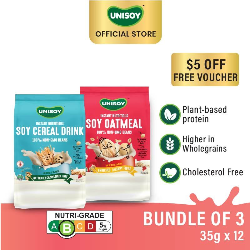 Bundle 3 UNISOY Instant Nutritious Soy Oatmeal | Soy Cereal Drink ...