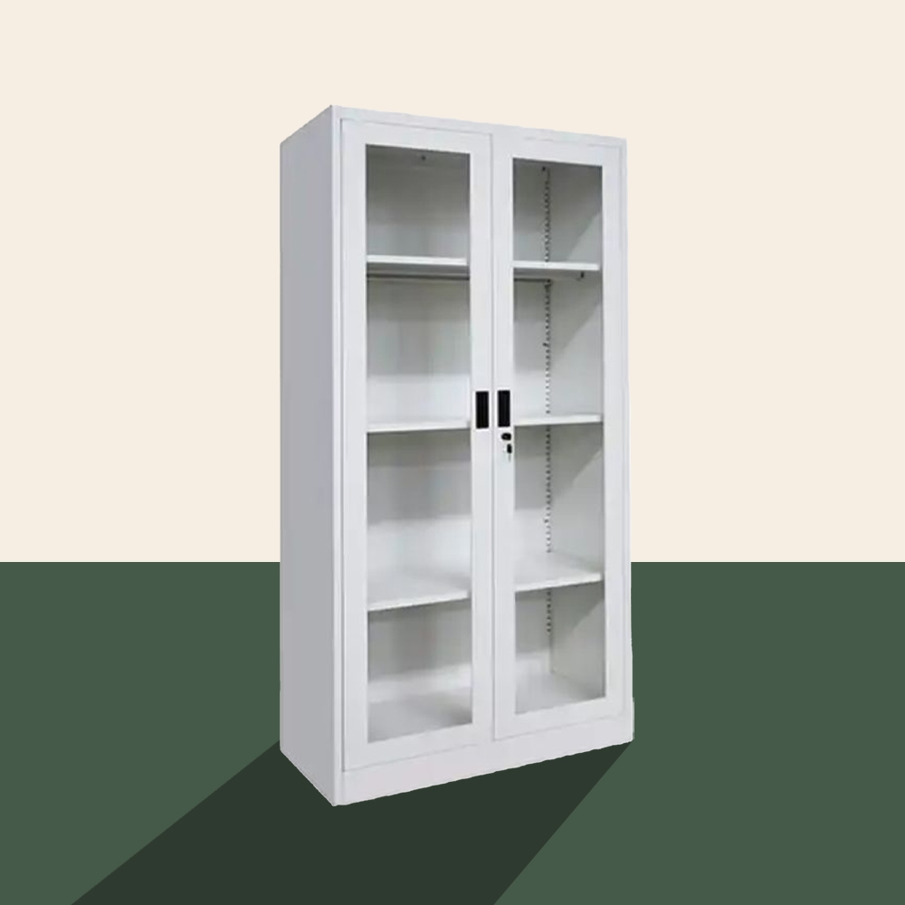 VHIVE Hexa 90cm Metal Bookcase Cabinet Wardrobe (Lock Sliding Glass ...