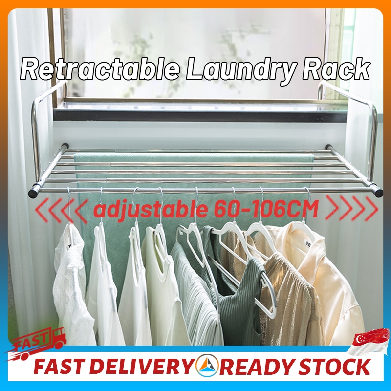[READY STOCK]Stainless Steel Retractable Laundry Rack Balcony Railing ...