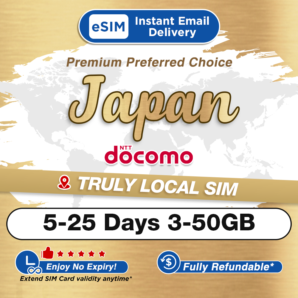 Japan DOCOMO eSIM Ultimate 5-25Days 3-50GB Unlimited Data | Instant 24h Email Delivery | Truly ...