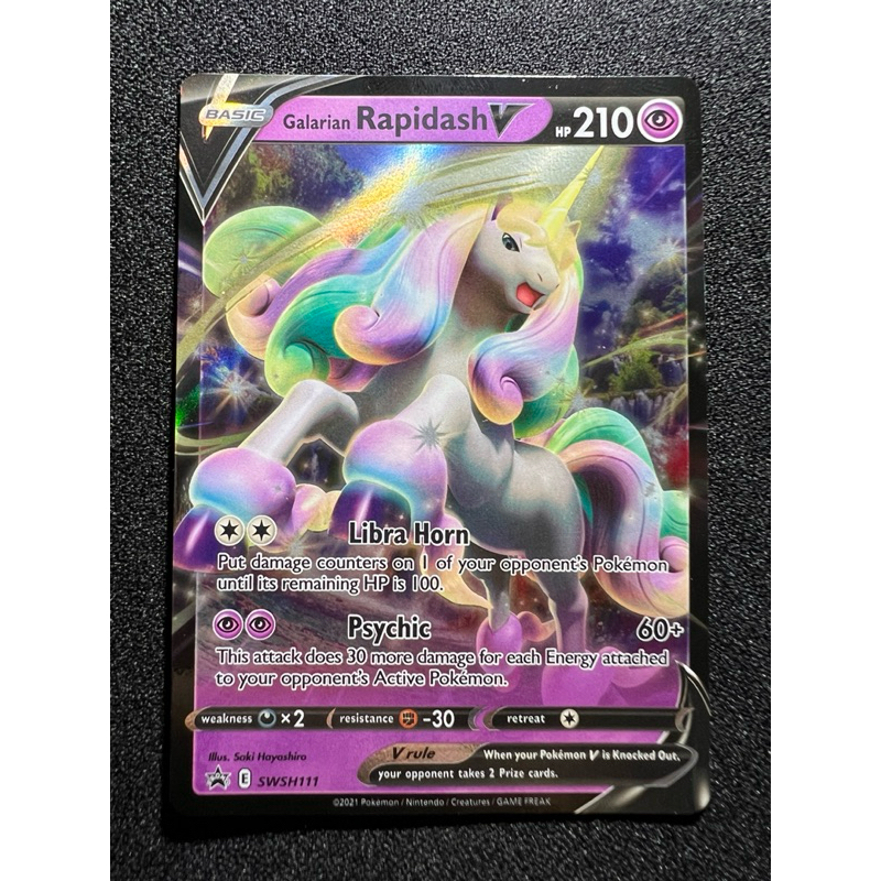 Pokemon Card TCG : Galarian Rapidash V SWSH111 Ultra Pokemon Card ...