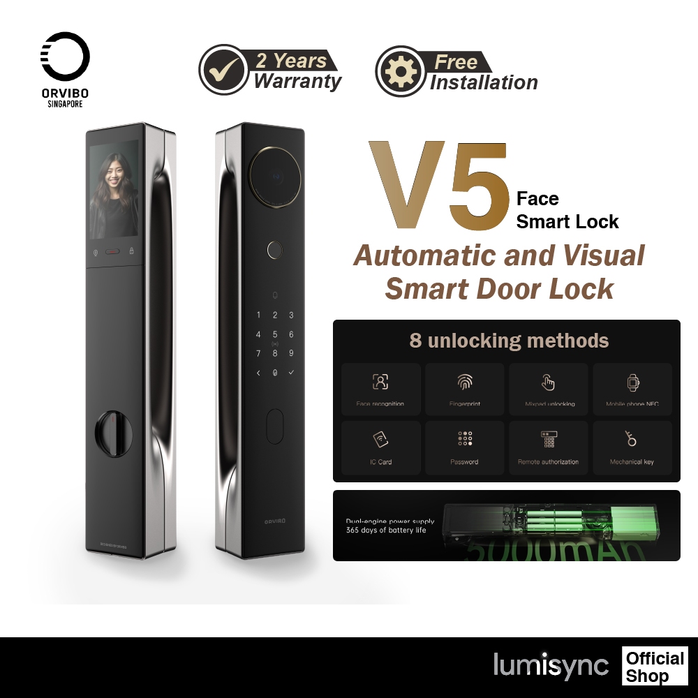 Orvibo V5 WiFi Smart Door Lock 3D Facial Recognition/ Fingerprint ...