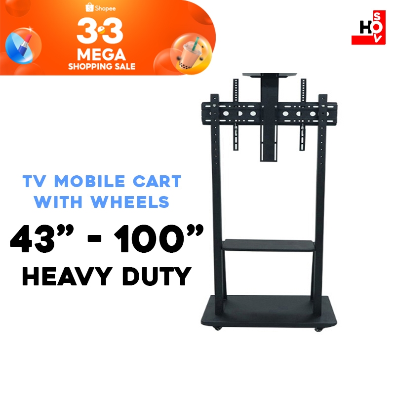 HEAVY DUTY TV stand with wheels table tv mobile cart commercial home 32 ...