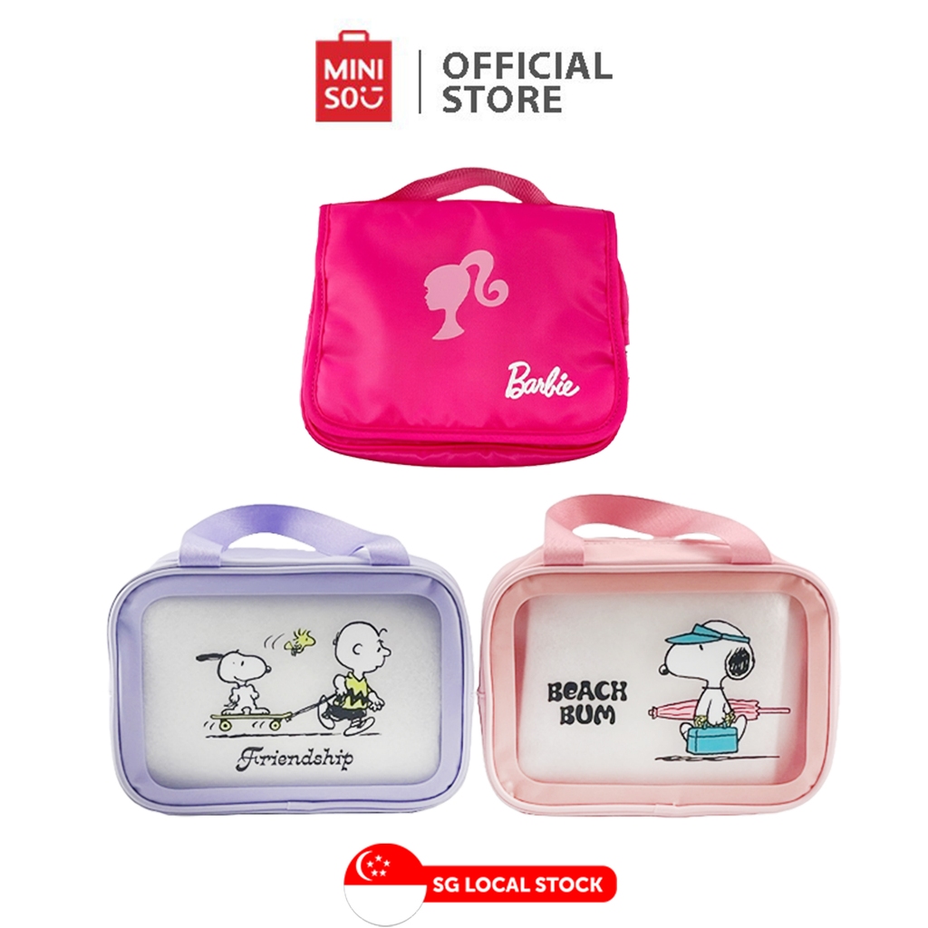 MINISO Barbie Collection Toiletry Bag with Hook/ Snoopy Summer Travel ...