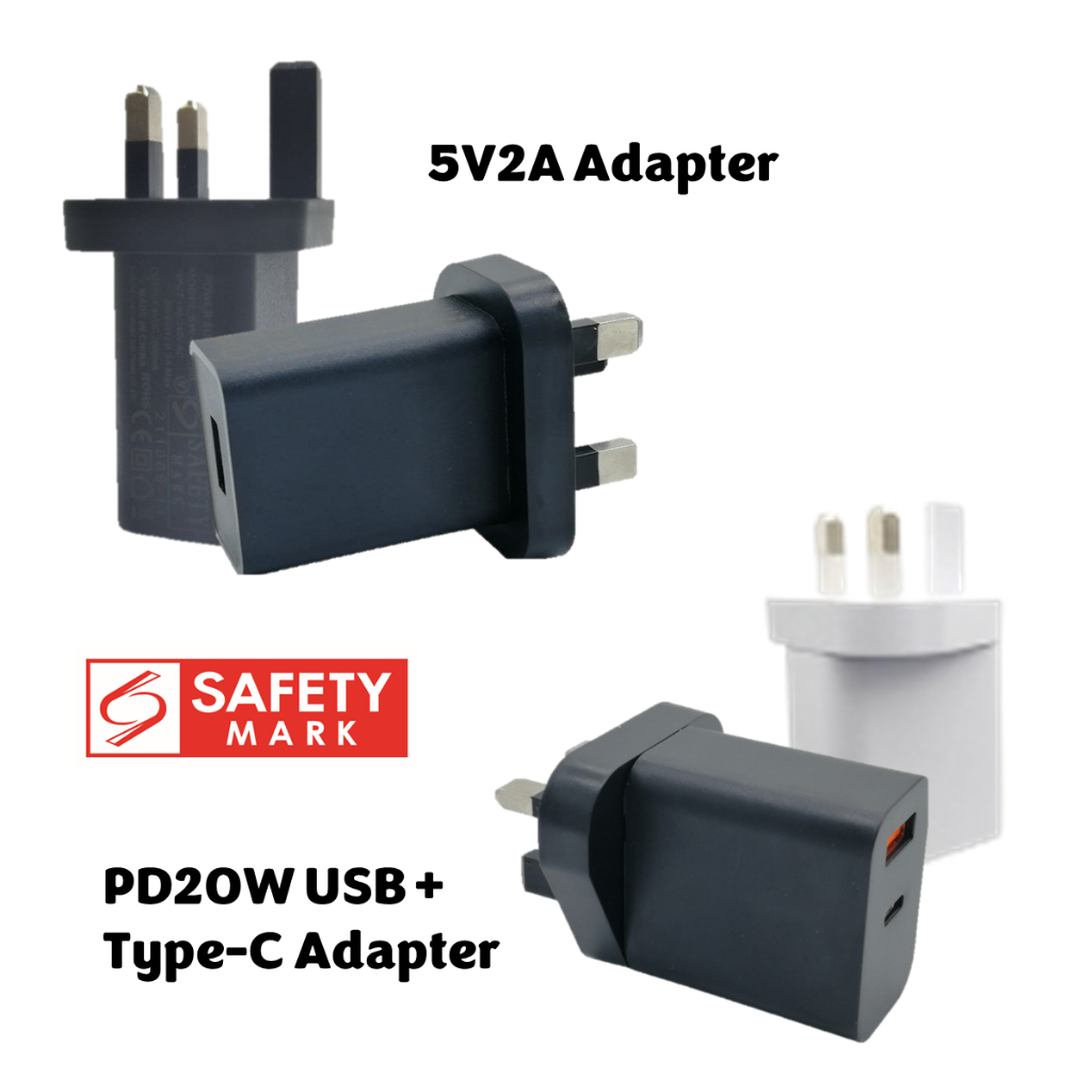 5V2A 3A UK Plug USB Type C Power Adapter Charger with Singapore Safety ...