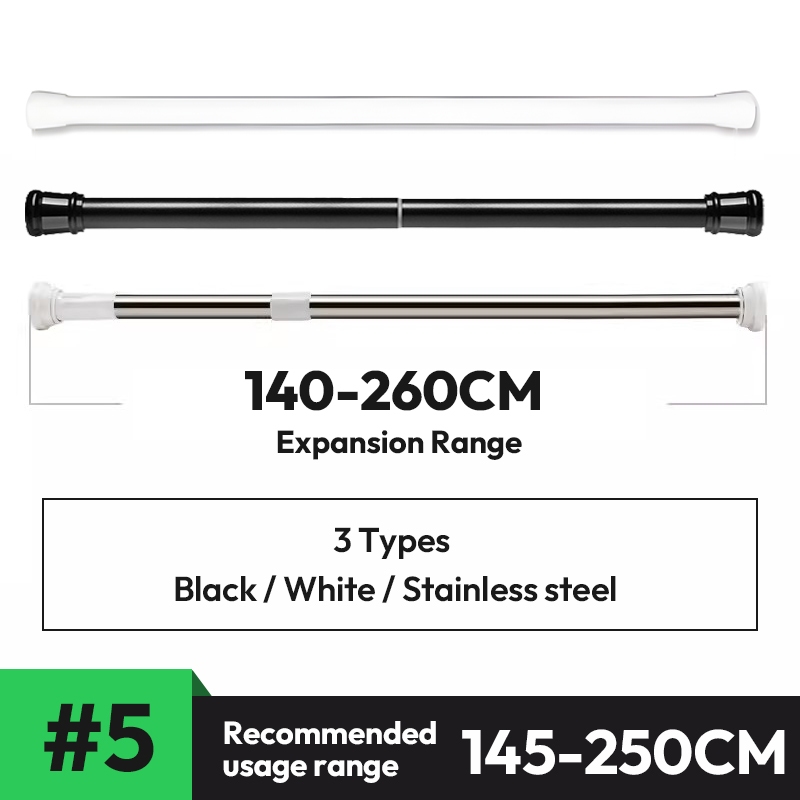 【SG Stock】 Stainless Steel Round Adjustable Extendable Curtain Rod ...