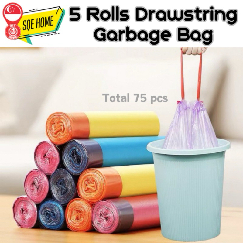 🇸🇬SG Stock🇸🇬 Drawstring Garbage Bag Household Disposable Portable Large ...