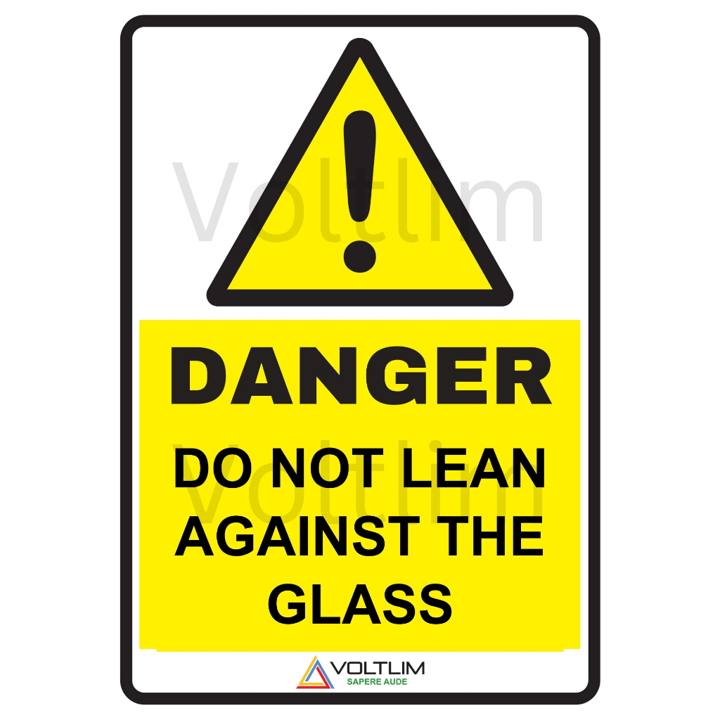 Danger Do Not Lean Against The Glass Warning Symbol Sign Label Sticker ...