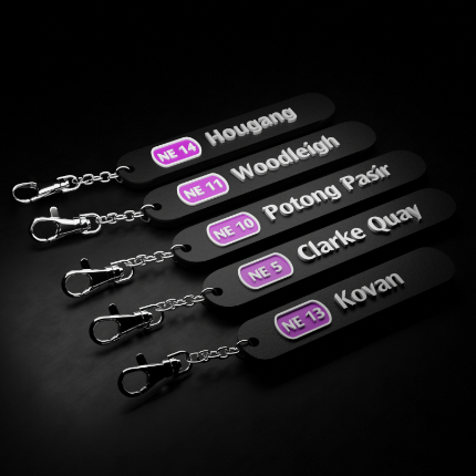 Purple Line Stations (NEL) North East Line MRT Keychains & Magnets ...