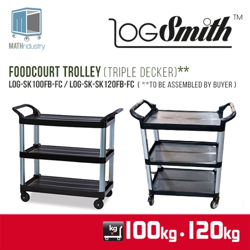 100KG or 120KG Food court Triple Decker Trolley with Optional Bin 3 ...