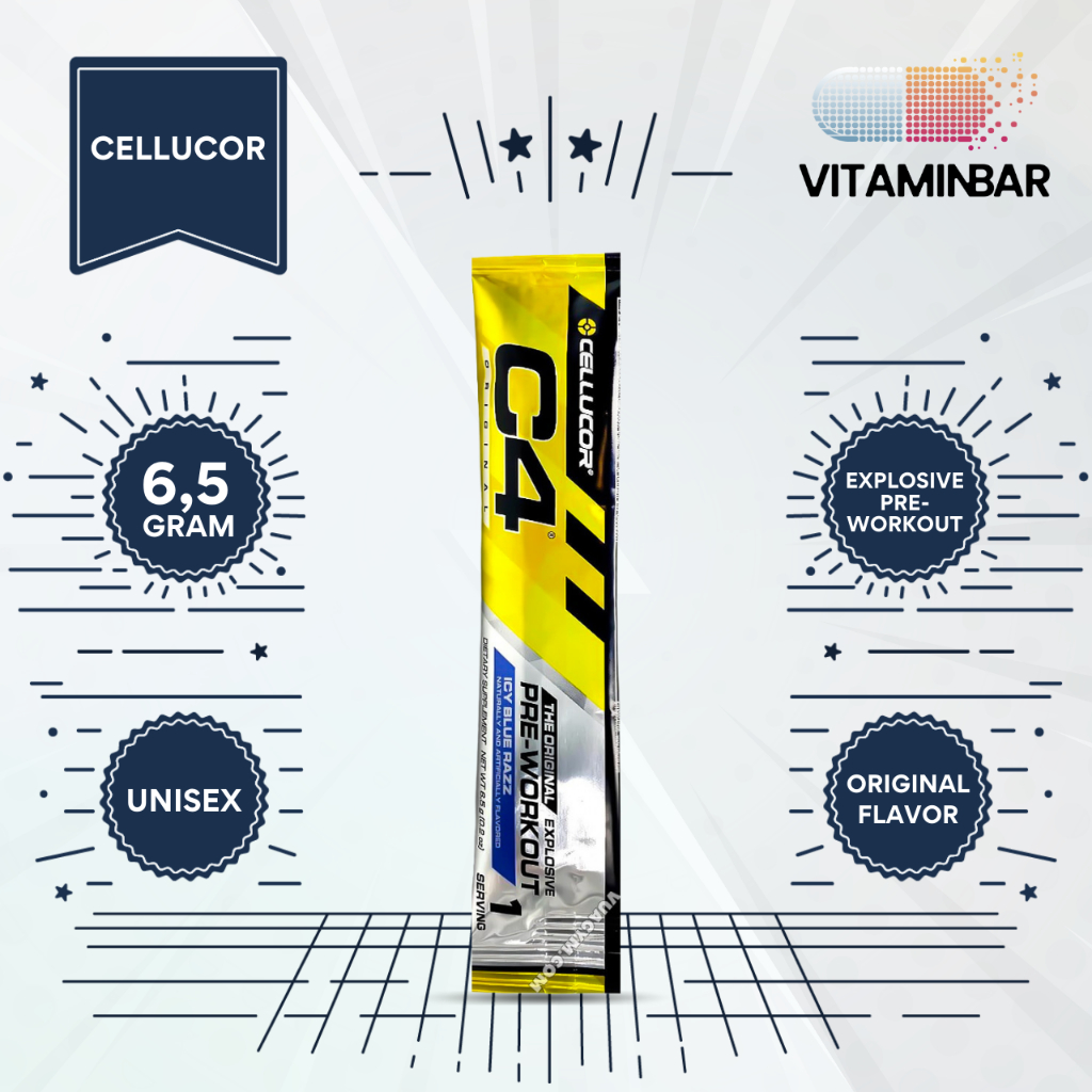 Cellucor 1 Serving Sample Original Blue Raz 6.5g C4 Original Explosive ...
