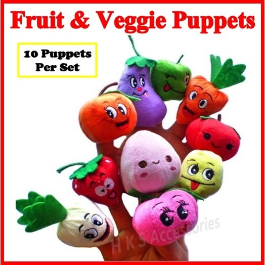 Fruits And Veggie Finger Puppets Children Cute Animal Hand Puppet Plush ...