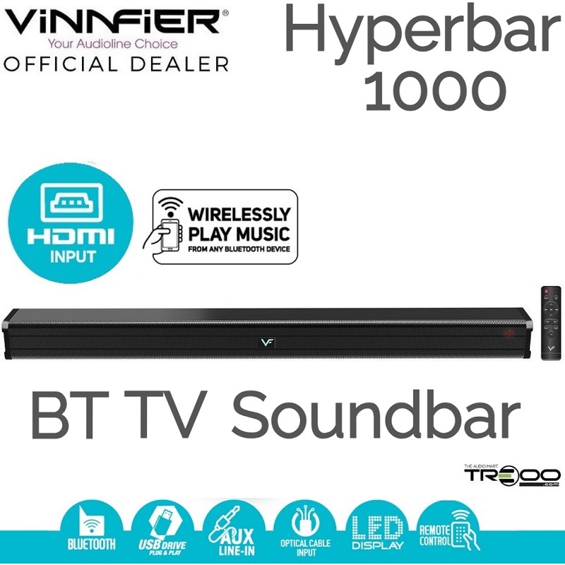 Vinnfier Hyperbar 1000 2.0-Channel Wireless Bluetooth Soundbar Speaker ...