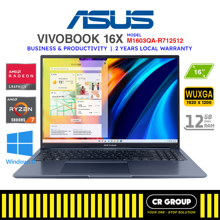 Asus Vivobook 16X M1603QA-R712512 - AMD Ryzen 7-5800HS - AMD Radeon ...