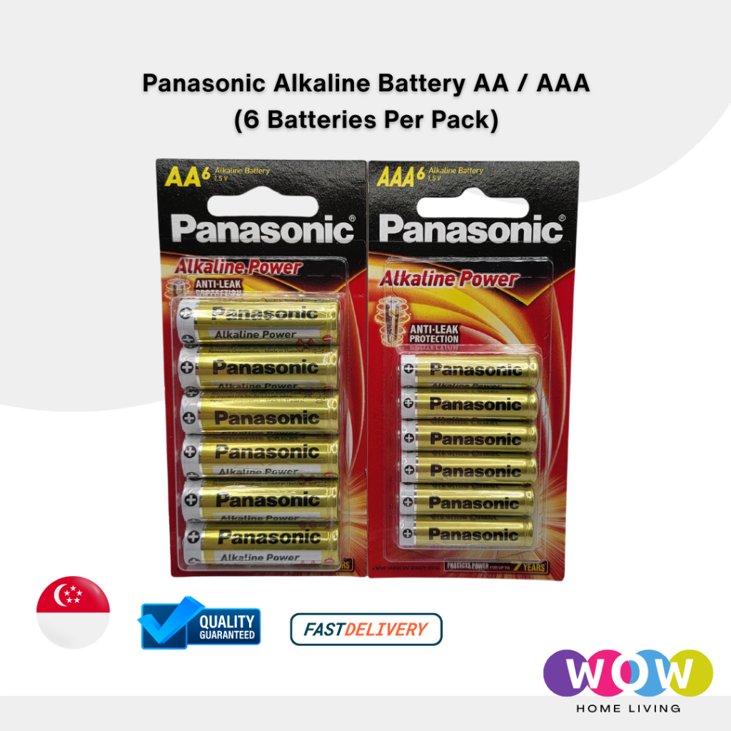 Panasonic Alkaline Battery AA / AAA 6 Battery Per Pack ( Bundle Of 2, 4 ...