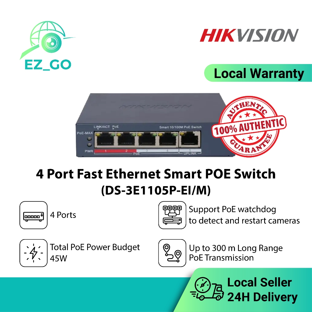 [Switch] Hikvision 4 port DS-3E1105P-EI/M , 8 port DS-3E1309P-EI/M Fast ...